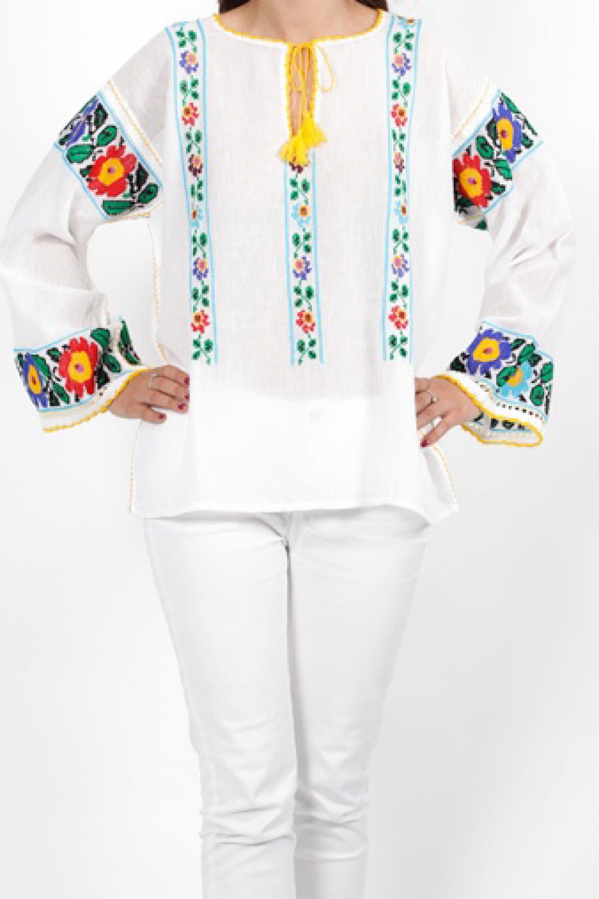 Ie romaneasca Livioara brodata cu fir multicolor bluza traditionala ...