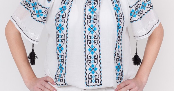 Ie traditionala romaneasca maneca scurta Abundenta 1 brodata manual ...